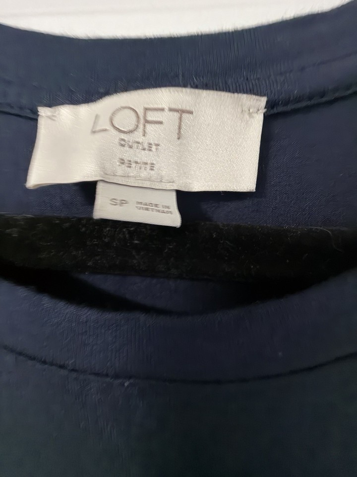 LOFT Petite Small Navy Sleeveless Swing Dress | Soft Knit | Casual Midi ...