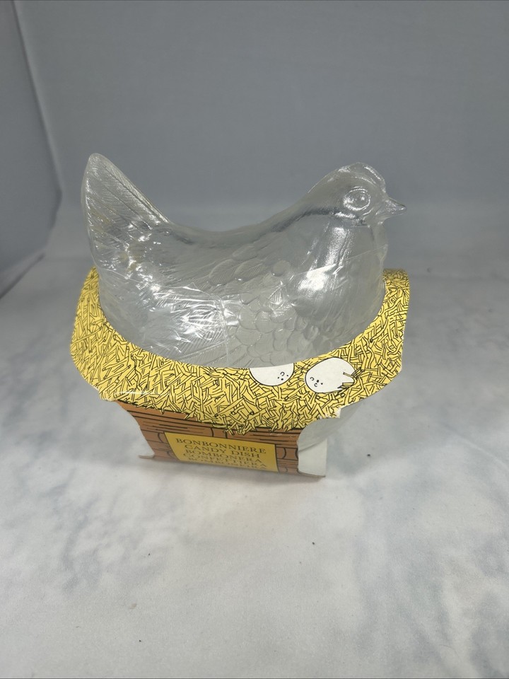 Vintage Glass Hen Candy Dish Bonbonniere Container 1971 French Luminarc ...
