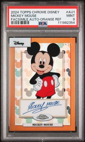 2024 TOPPS CHROME DISNEY ORANGE REF FACSIMILE AUTO #AU1 MICKEY MOUSE ...