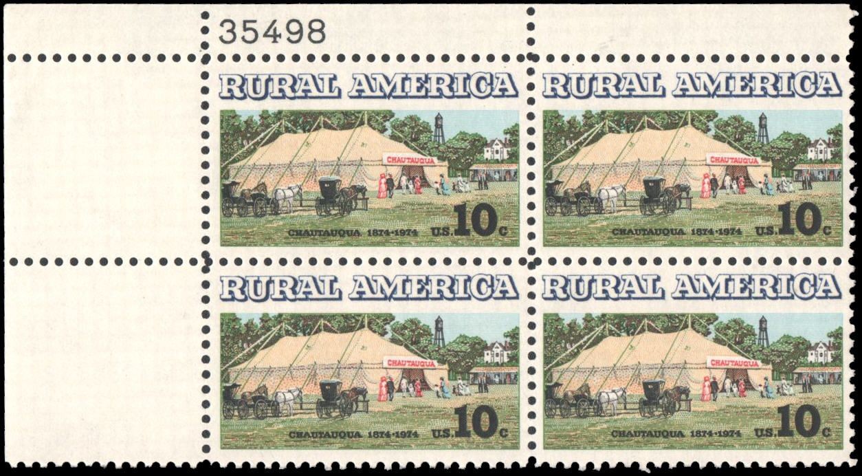 US #1505 MNH plate block of 4, 10c Rural America, Tent and Buggies | eBay