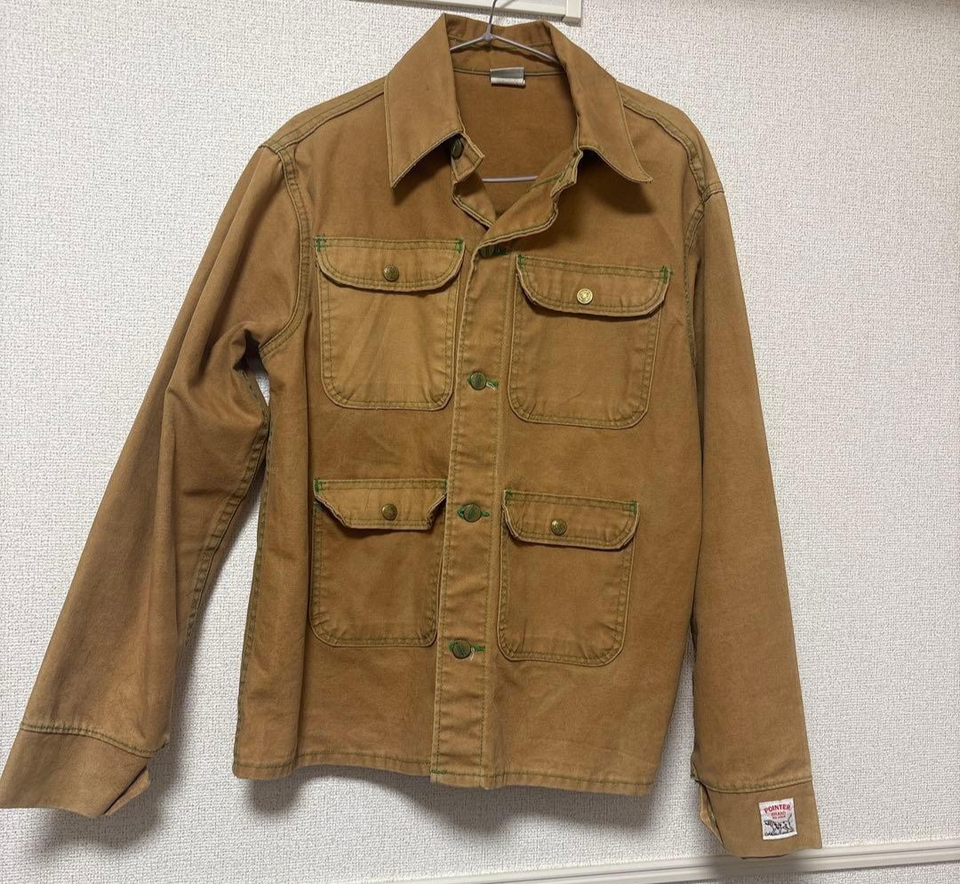 POINTER BRAND Beige Jacket with Green Stitching, Beige | eBay UK