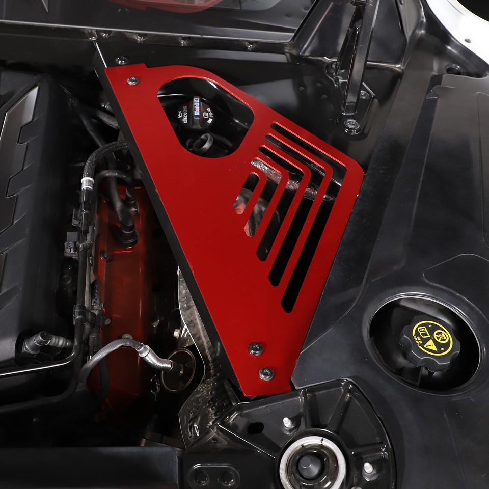 Red Aluminum Engine Cover Engine Bay Panel Trim Cover For Corvette C8 ...