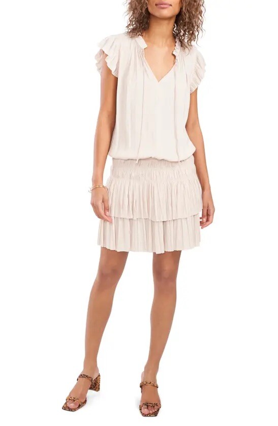 1. STATE Ruffle Dress Soft Ecru White Mini Ruffle Boho Revolve M NWT ...