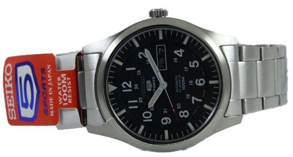 Seiko 5 Sports SNZG13J1 Stainless Steel Black Dial Automatic Analog ...