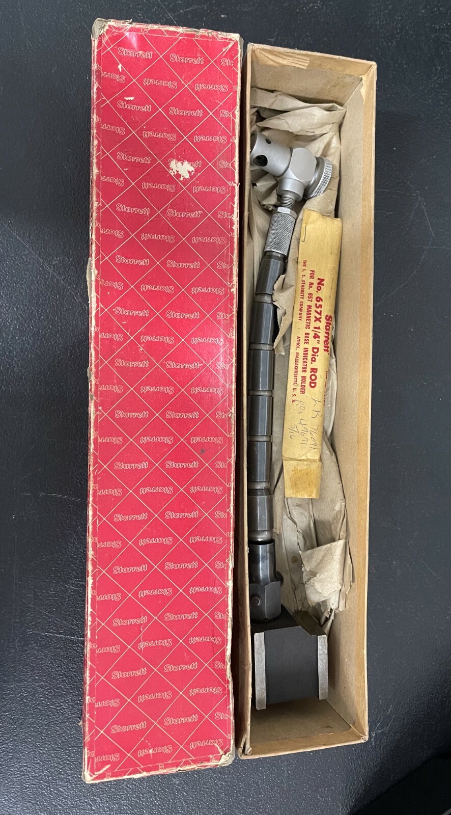 Starrett 657T Magnetic Base w/Post Assembly 657X 1/4" 657U Flex-O-Post ...