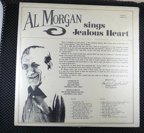 Al Morgan ‎– Sings Jealous Heart (Gateway Records – G-515) | eBay