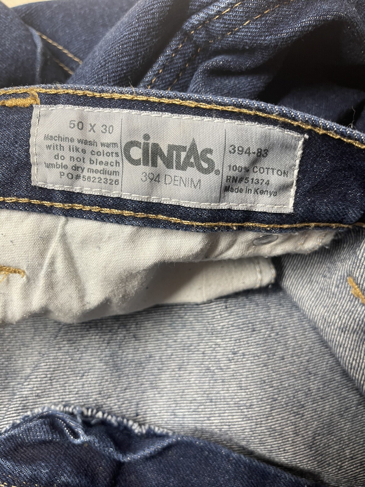 Cintas 394 Denim Jeans Mens Size 50x30 Dark Blue Work… - Gem