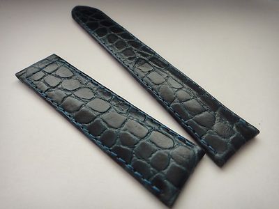 Genuine Leather Band.Strap.bracelet Cartier TANK replacement BLUE 20mm ...