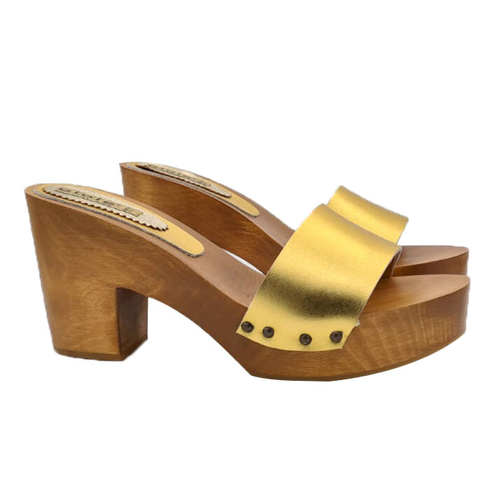 Clogs Comfortable Colour Gold Heeled 9 CM - From 35 Al 46 - GL201 Gold ...