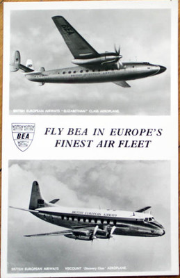 1940 Realphoto Aviation Postcard: BEA Elizabethan/Viscount Airplanes | eBay