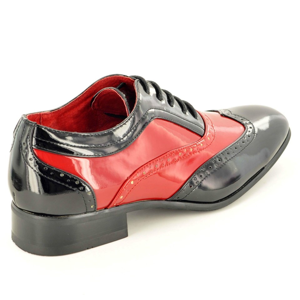 New Mens Dance Shoes Black Red White Brogue Spats Leather Lined in UK ...