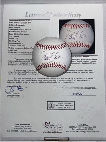 Derek Jeter New York Yankees HOFer SIGNED Official MLB Baseball w/ JSA ...