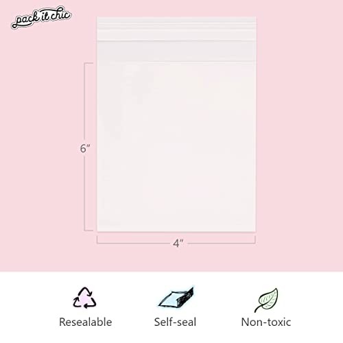 - 4” X 6” (1000 Pack) Clear Resealable Cello Poly Bags - Fits 4X6 4" X ...