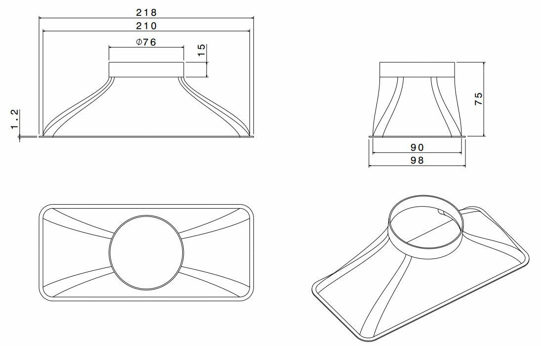 CUSTOM SIZE Rectangular 210x90mm Air Intake 76mm Duct Inlet - CFD ...