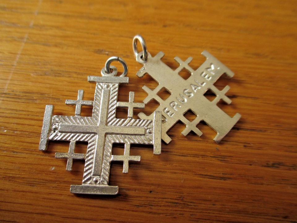 Grand pendentif croix de Jérusalem croisés en argent sterling fabriqué ...