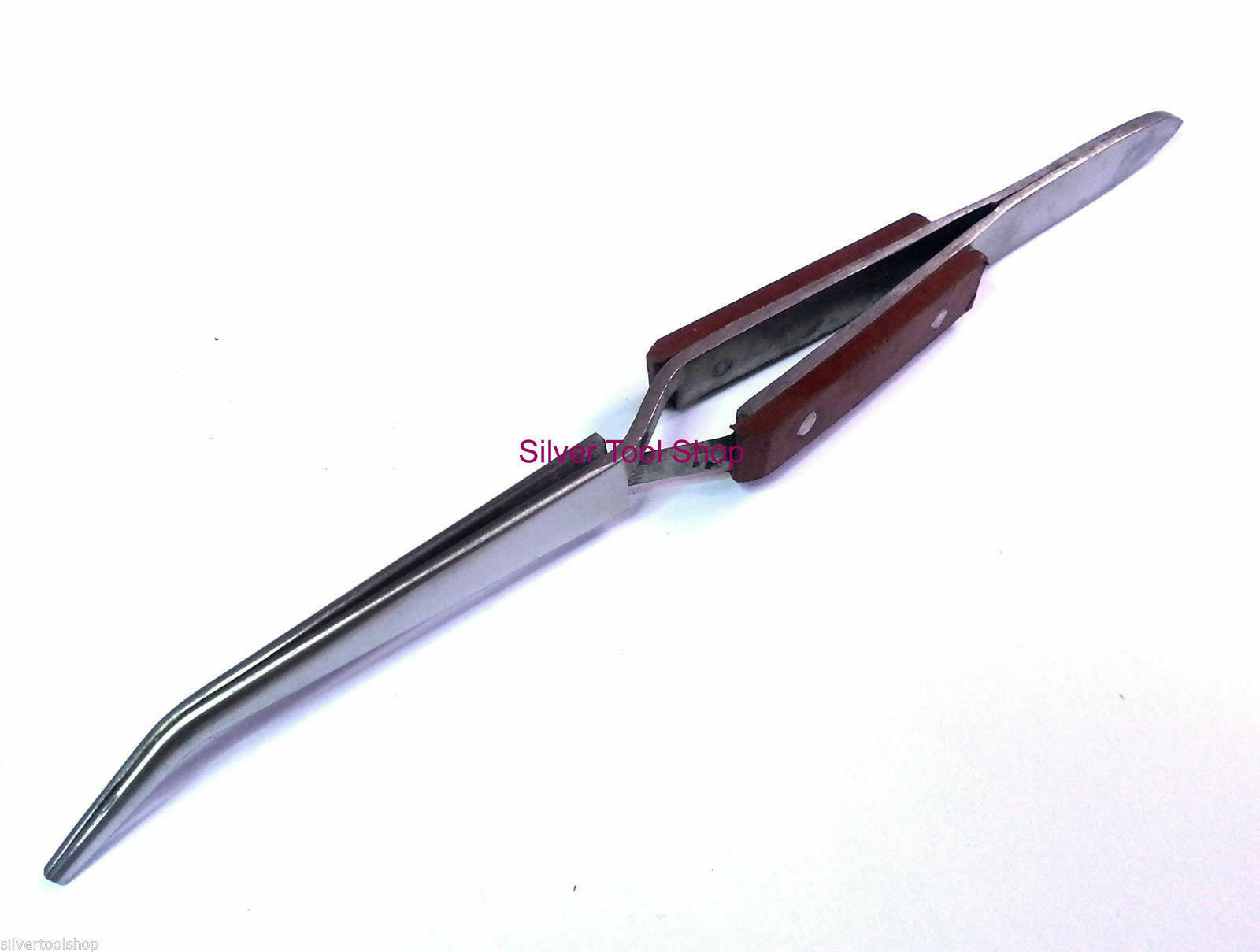 Reverse Action Tweezers wooden handle bent Jewellers Jewellery ...