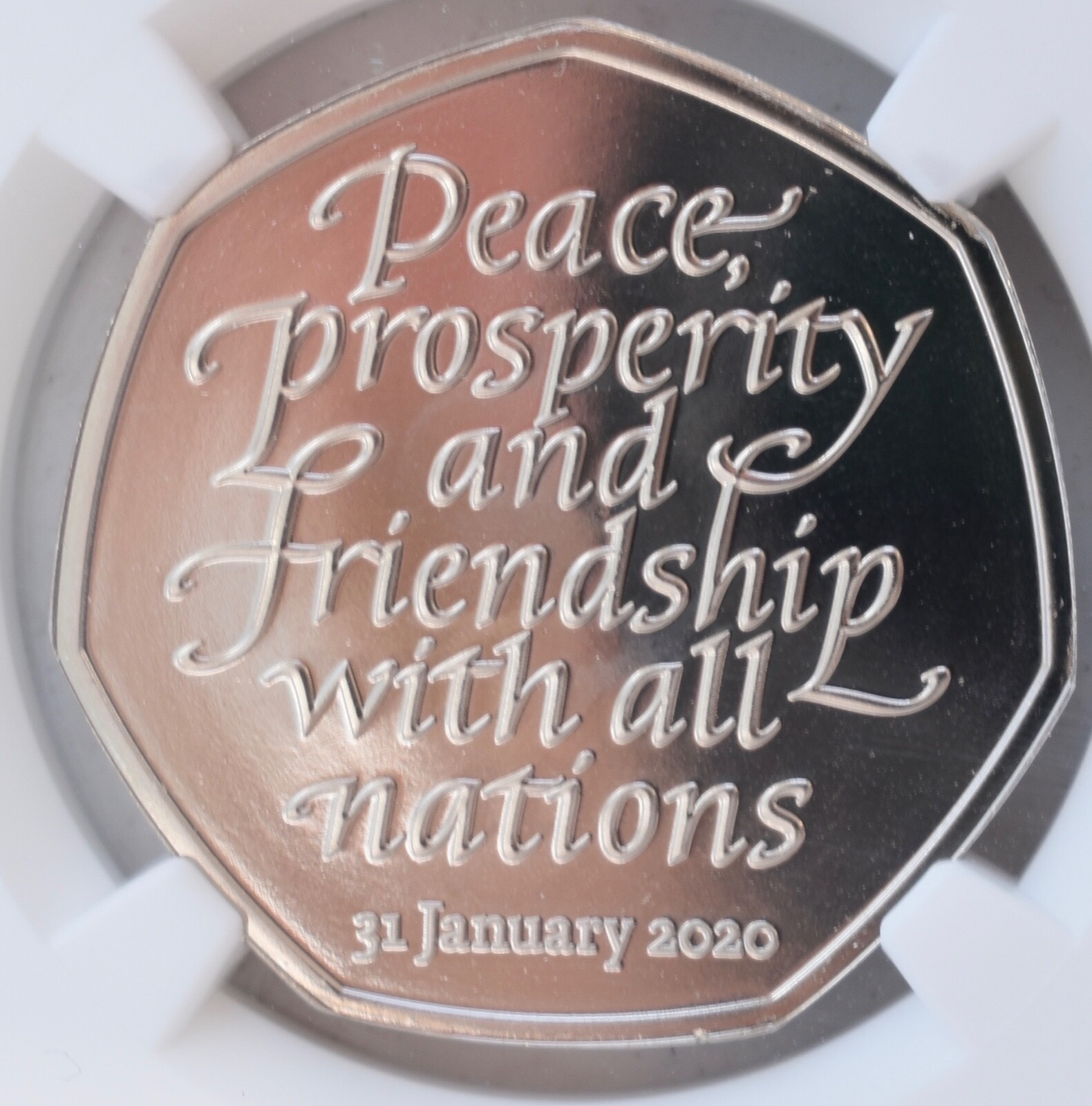 2020 50p EU BREXIT NGC MS66 DPL Fifty Pence Peace Britain Royal Mint UK ...