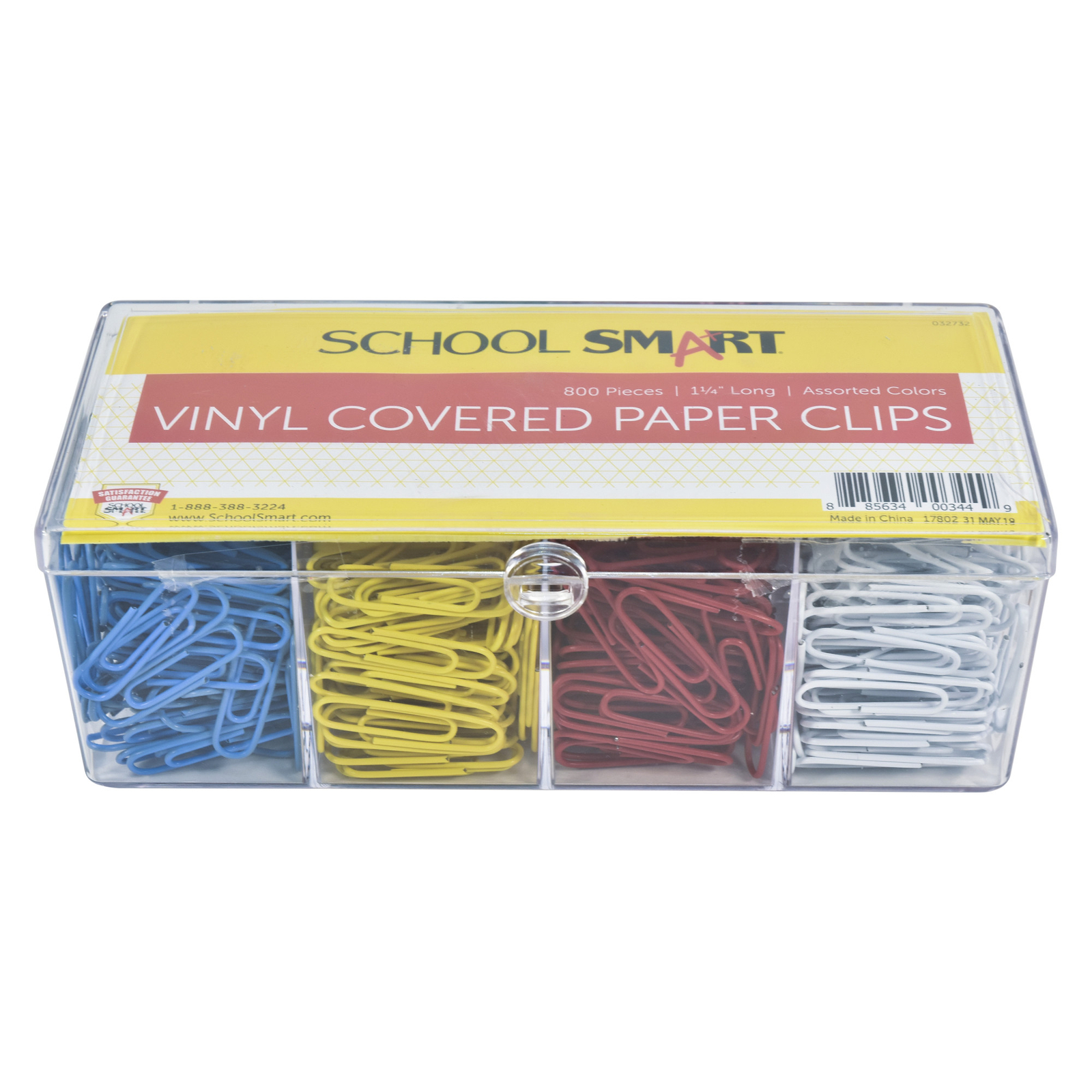 School Smart Paper Clip, Vinyl Coated, Standard, Assorted Color, Pack ...