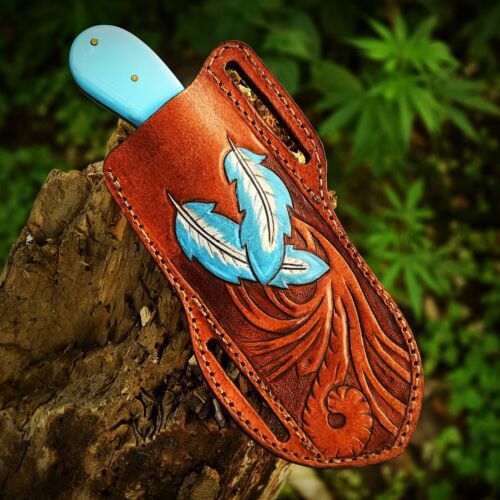 handmade Stainless steel bull cutter knife and with engraving lather ...