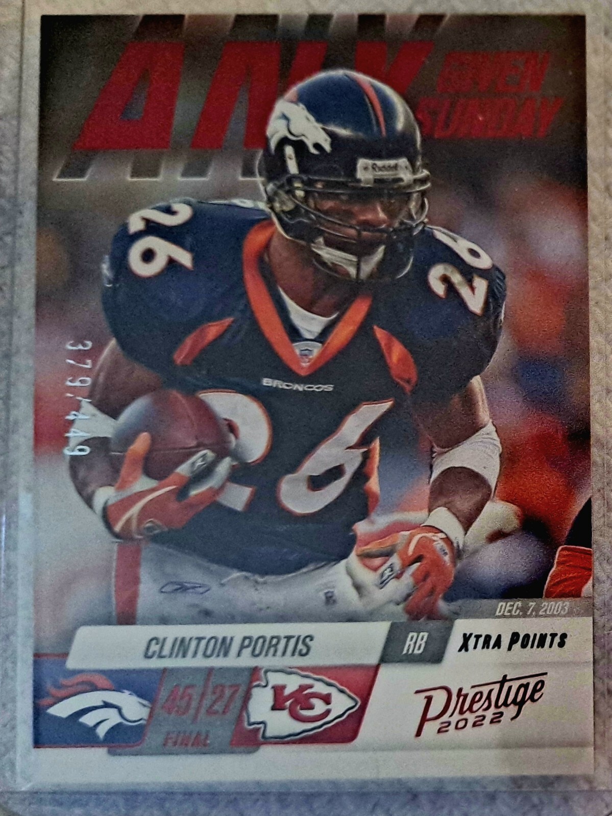 🔥 2022 Panini Prestige Football Clinton Portis Any Given Sunday /449 ...