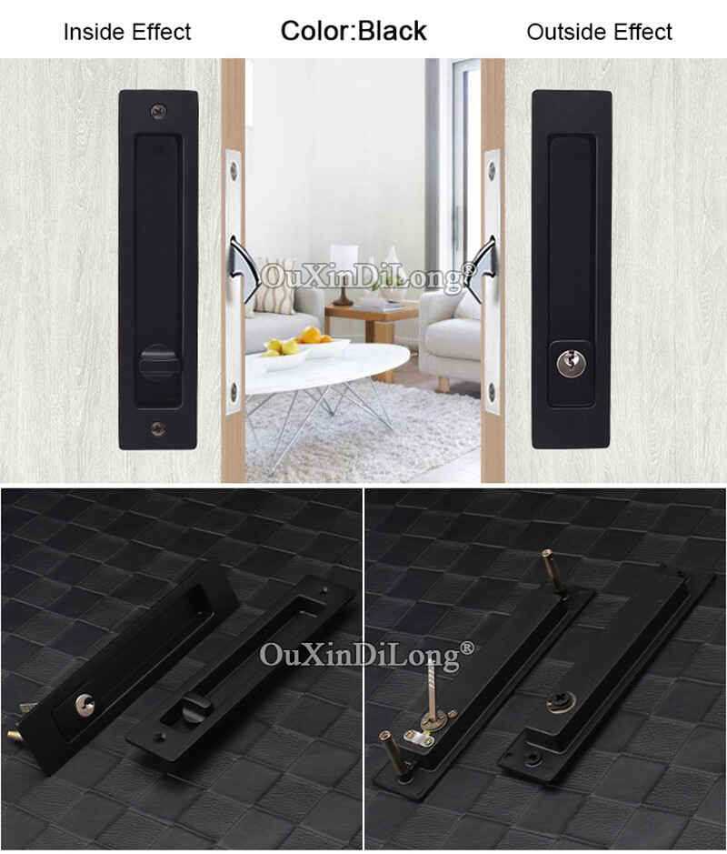 Recessed Sliding Door Lock Hidden European Mortise Pocket Door Hook ...