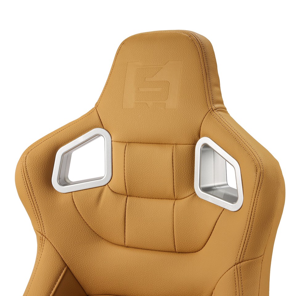Beige PVC Reclinable Pure Series Sport Racing Seats Pair W/Slider Left ...
