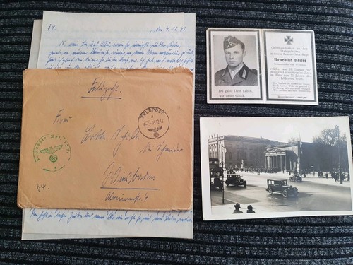 original german ww2 Lot. 2 Panzer Abt 127. Feldpost, Death Card ,photo ...