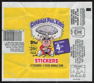 1986 Topps GPK Garbage Pail Kids Series 4 Opened Wax Pack Wrapper CC574 ...