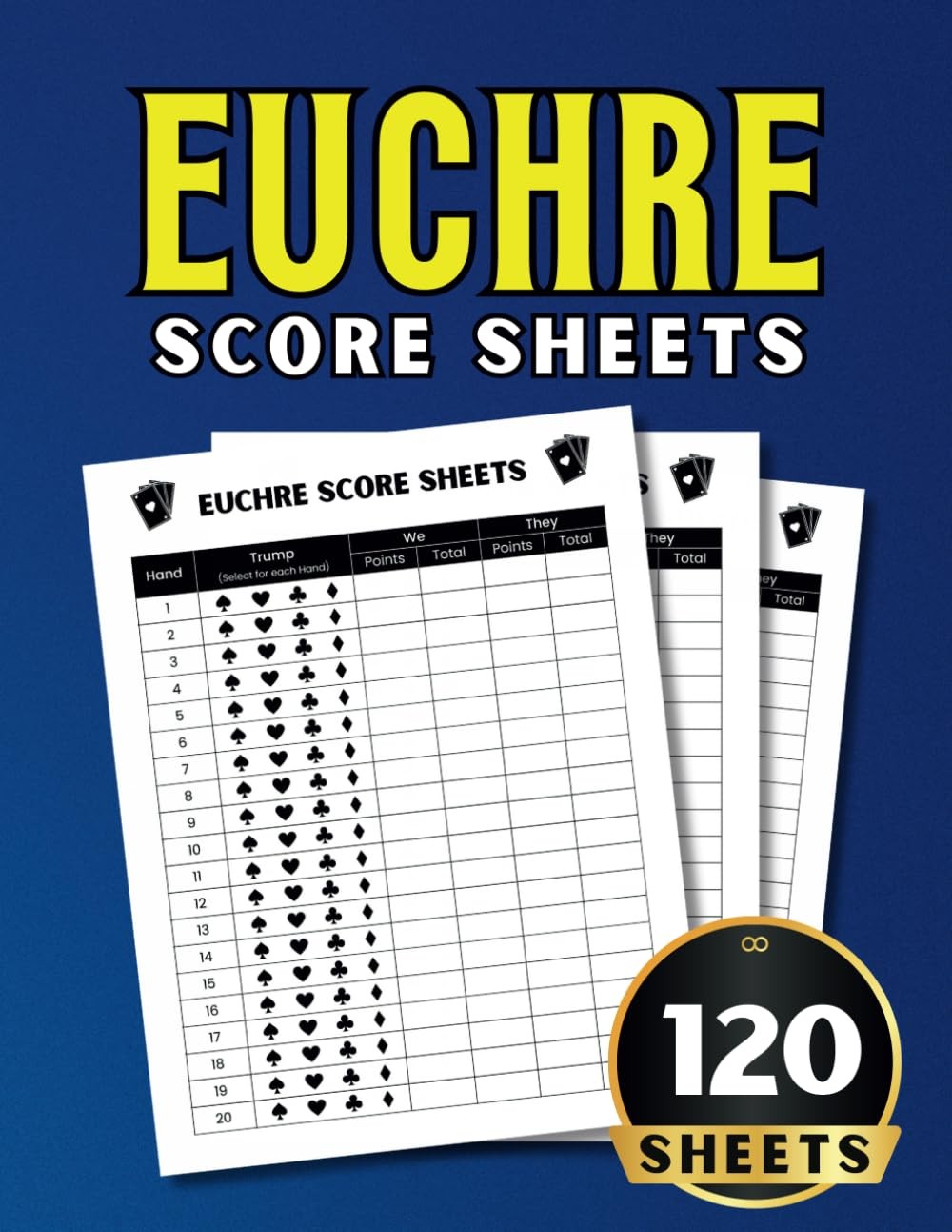 Euchre Score Sheets: 120 Large Print Score Pads For Scorekeeping ...