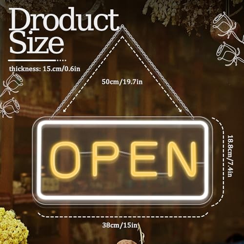 Light Up Open Signs for Business, 15" x 7.4" LED Neon Open Sign with ON ...