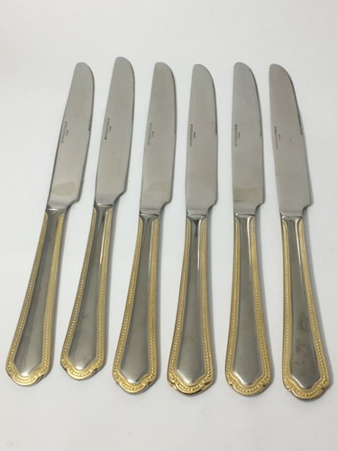 International Silver Colonial Bead Dinner Knives Gold Accent Lot of 6 ...