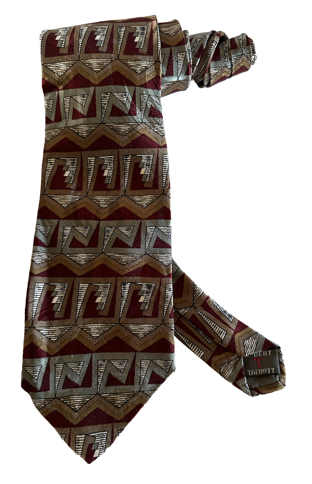 Robert Talbott Studio Larrimor's Silk Tie Print Red Geometric Handsewn USA 3.5”W | eBay