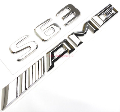 #2 CHROME S63+AMG FIT S63 REAR TRUNK EMBLEM BADGE NAMEPLATE DECAL | eBay