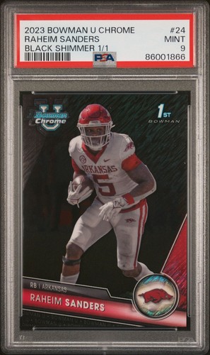 Raheim Sanders Black Shimmer #1/1 2023 Bowman Chrome U University ...