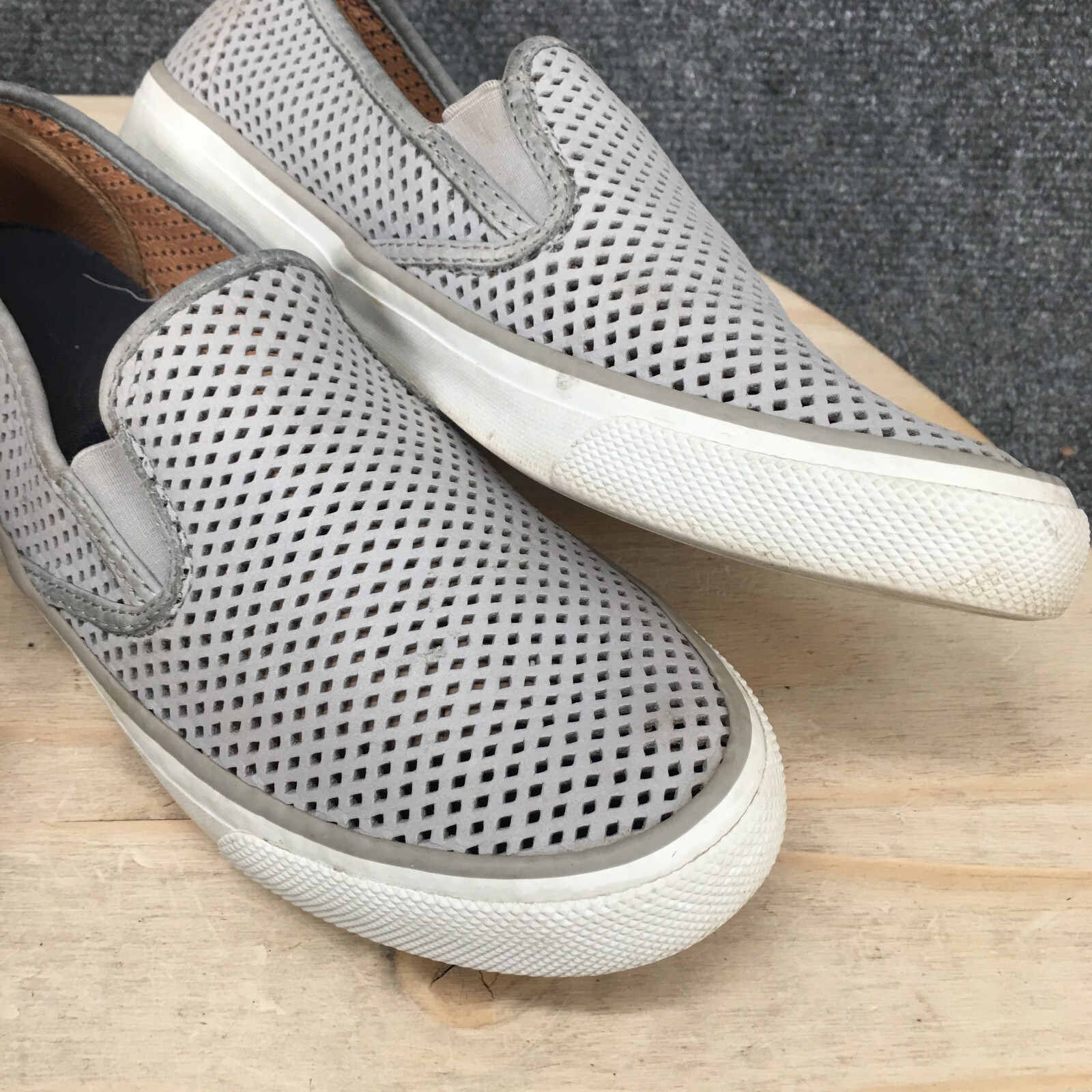 Sperry Top Sider Shoes Womens 9M Seaside Slip On Sneakers Grey Leather ...