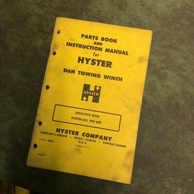 HYSTER WINCH PARTS CATALOG INSTRUCTION MANUAL D6 D6N TRN CAT DOZER NICE ...