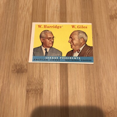 1958 Topps # 300 League Presidents Harridge/Giles (mc) Vg | eBay