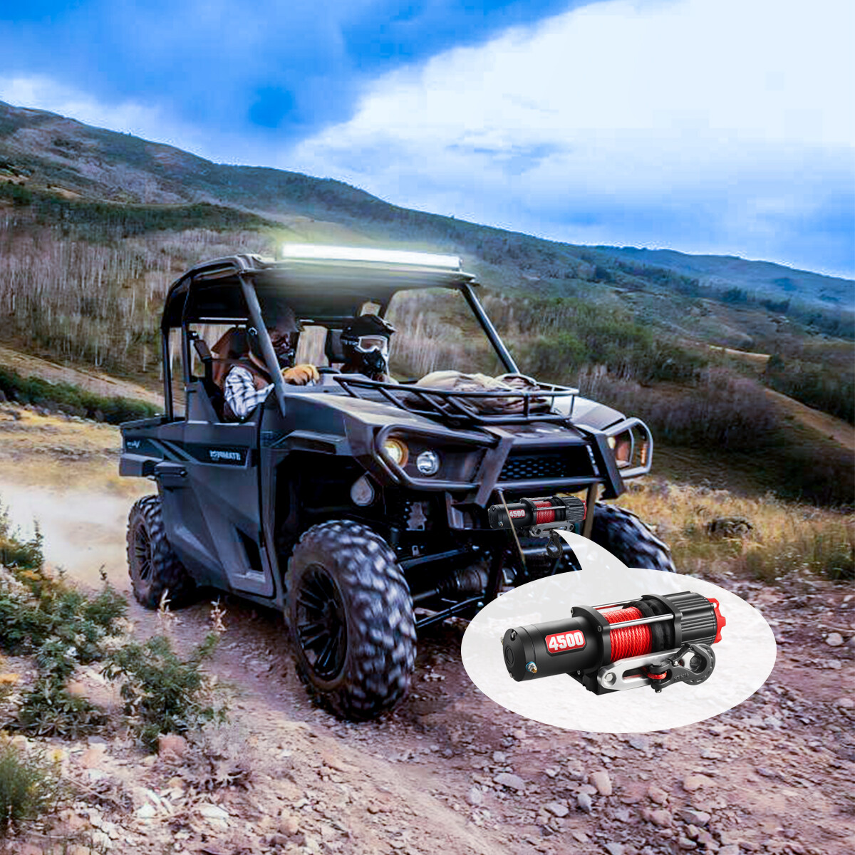 Electric Winch 4500LBS 12V DC Synthetic Rope Towing Truck Ideal For UTV ...