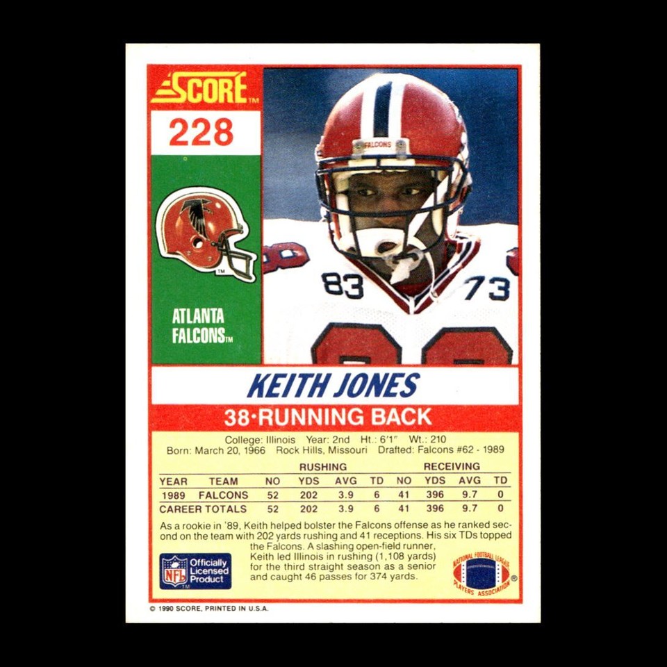 Keith Jones 1990 Score Atlanta Falcons #228 Set Break GM | eBay