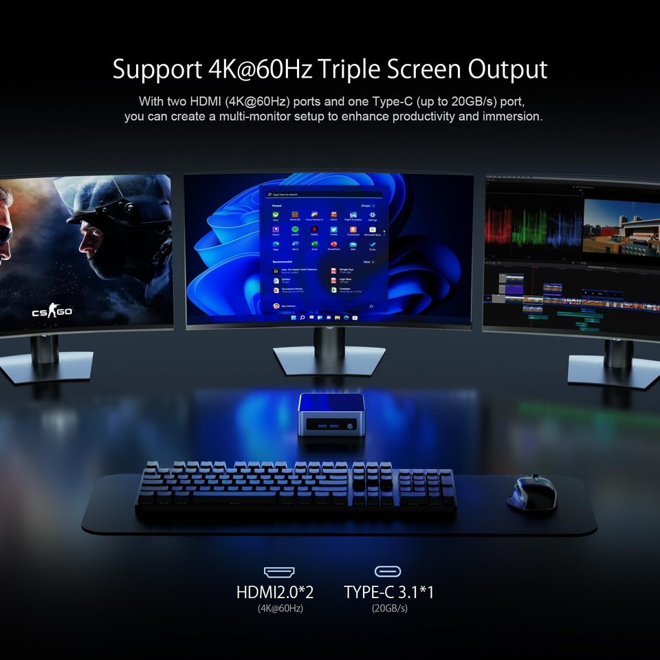 Mini PC 16GB RAM 512GB SSD AMD Ryzen 5 5625U Zen 3 Win 11 Pro 6Cores ...