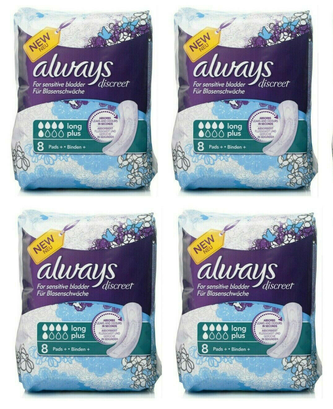 Always Discreet Long Plus Pads 8 Select Size | eBay