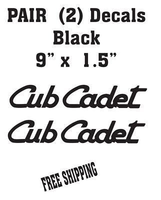 CUB CADET Tractor Mower Vinyl Decals Stickers -PAIR (2)- Black 9 " X 1. ...