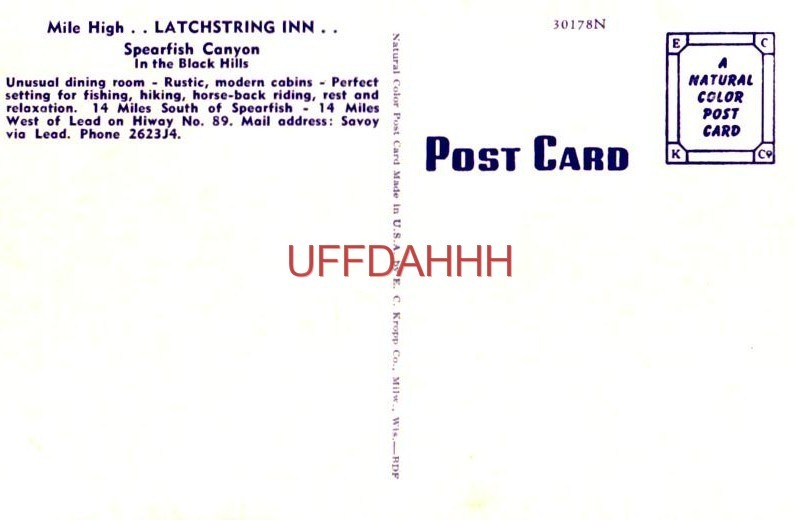 LATCHSTRING INN, SPEARFISH CANYON west of Lead, SD in the BLACK HILLS ...