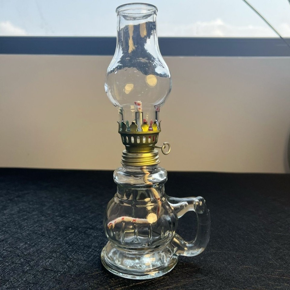 1pcs Rustic Oil Lamp Lantern Vintage Glass Kerosene Chamber Oil ...