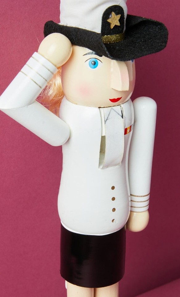 Wooden Christmas Nutcracker, 14", FEMALE NAVY SOLDIER IN UNIFORM GIVES ...