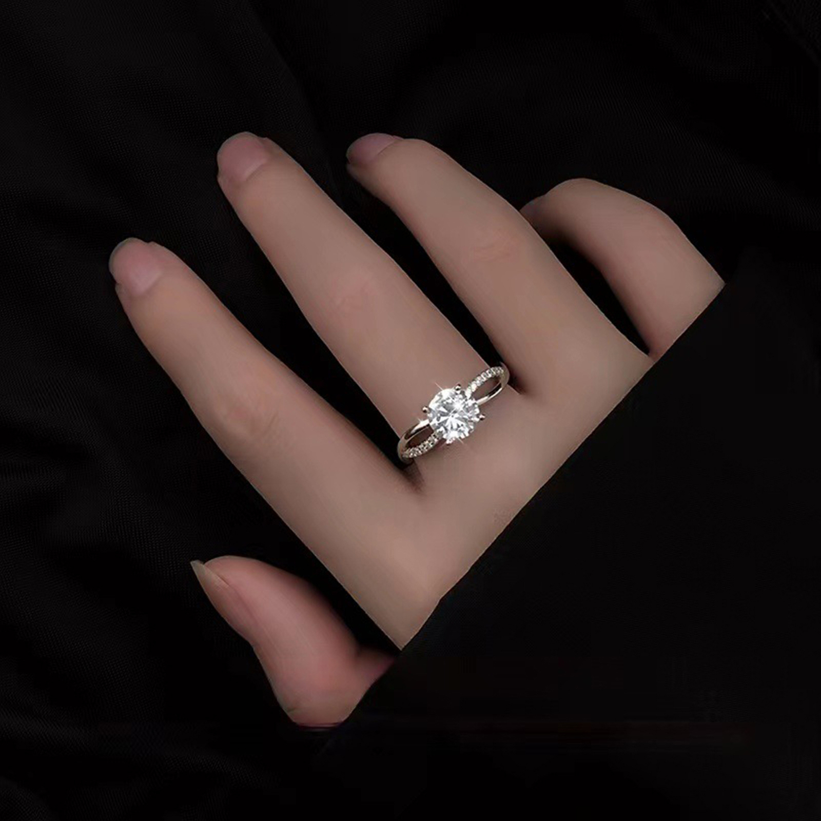 Wedding Ring Opening Gift Sparkling Rhinestone Ladies Wedding Ring ...