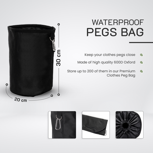Waterproof Pegs Bag Washing Line Laundry Clothes Clips Storage Box Hook ...