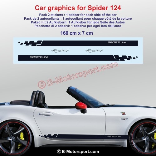 Autocollant SPORTLine compatible FIAT SPIDER 124 sticker bande latérale ...