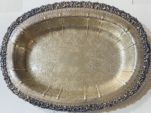 BARKER ELLIS SILVER-PLATE OVAL BOWL MENORAH HALLMARK CIRCA 1912- 14”X10 ...