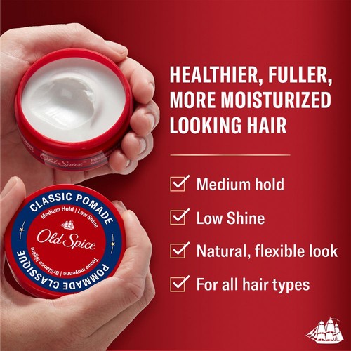 Old Spice Classic Pomade with Beeswax, Medium Hold with Low Shine - 2 ...